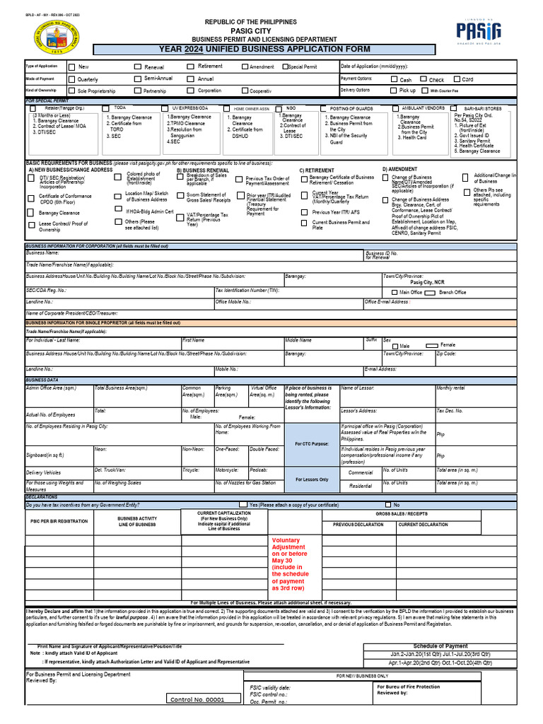 Pasig - Business Permit Application Form | PDF | Business | Taxes