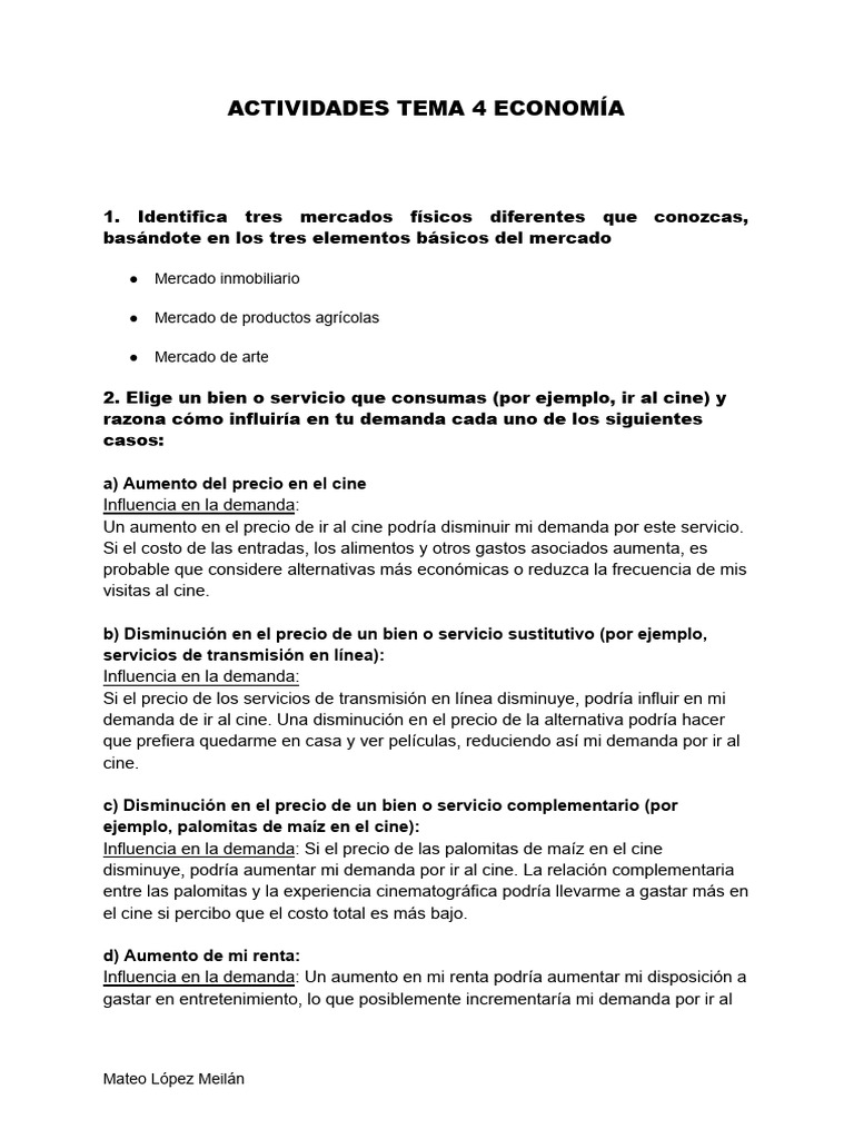 Tema 4.ECO1.MateoLópezMeilán.1BAC D | PDF | Oferta y demanda | Oferta (economía)