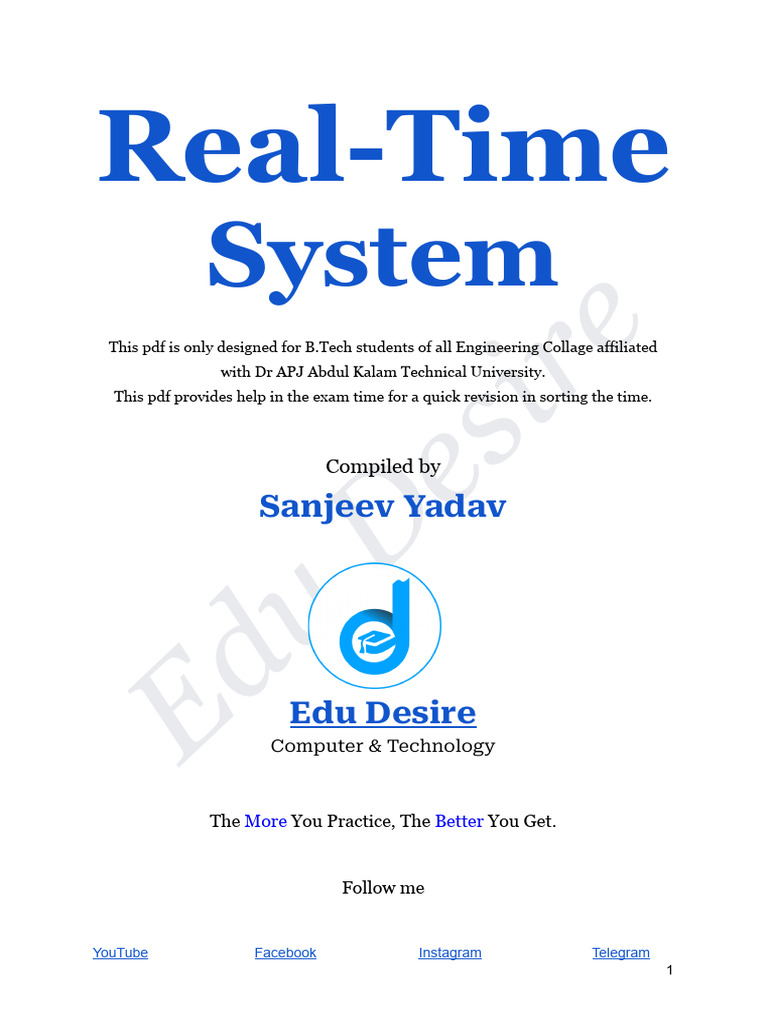 Real-Time Systems Guide for B.Tech Students | PDF | Real Time Computing ...