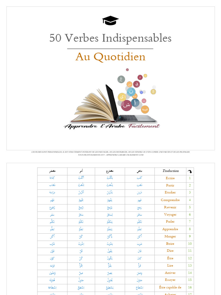 50 Verbes Indispensables en Arabe | PDF