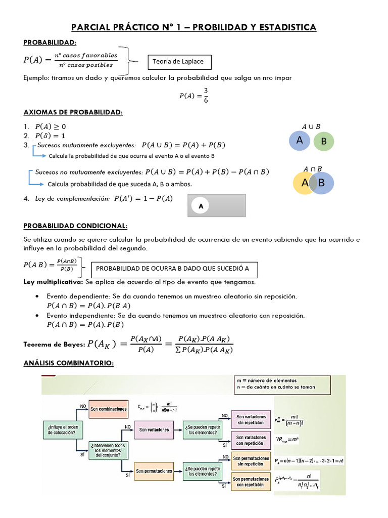 Resumen Probabilidad - Parcial Practico 1 | PDF | Distribución de probabilidad | Probabilidad