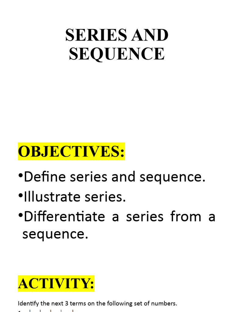 Series and Sequence | PDF | Teaching Methods & Materials | Science ...