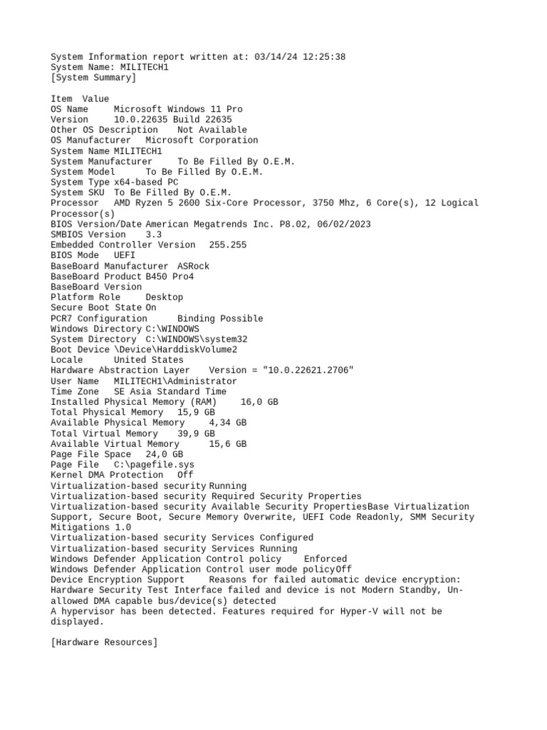 Msinfo | PDF | Device Driver | Operating System