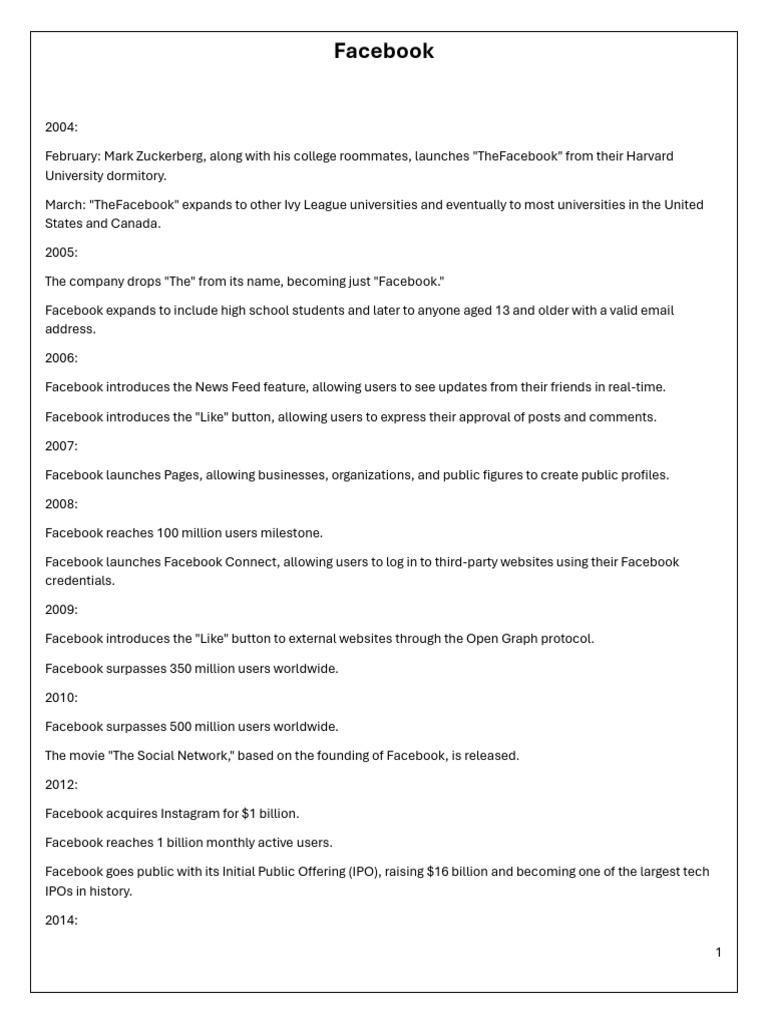 Social Media Timeline Pdf Facebook Social Media