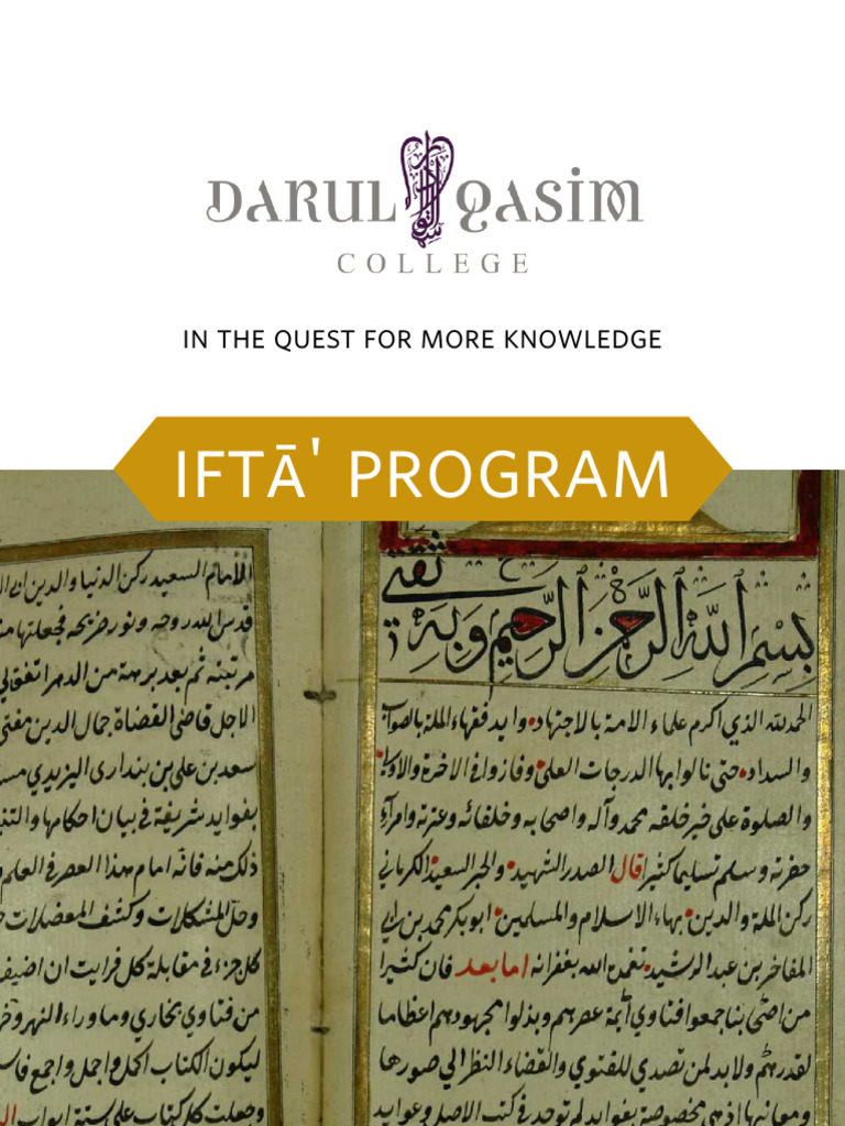 Iftā Program Darul Qasim College | PDF | Fatwa | Islamic Ethics