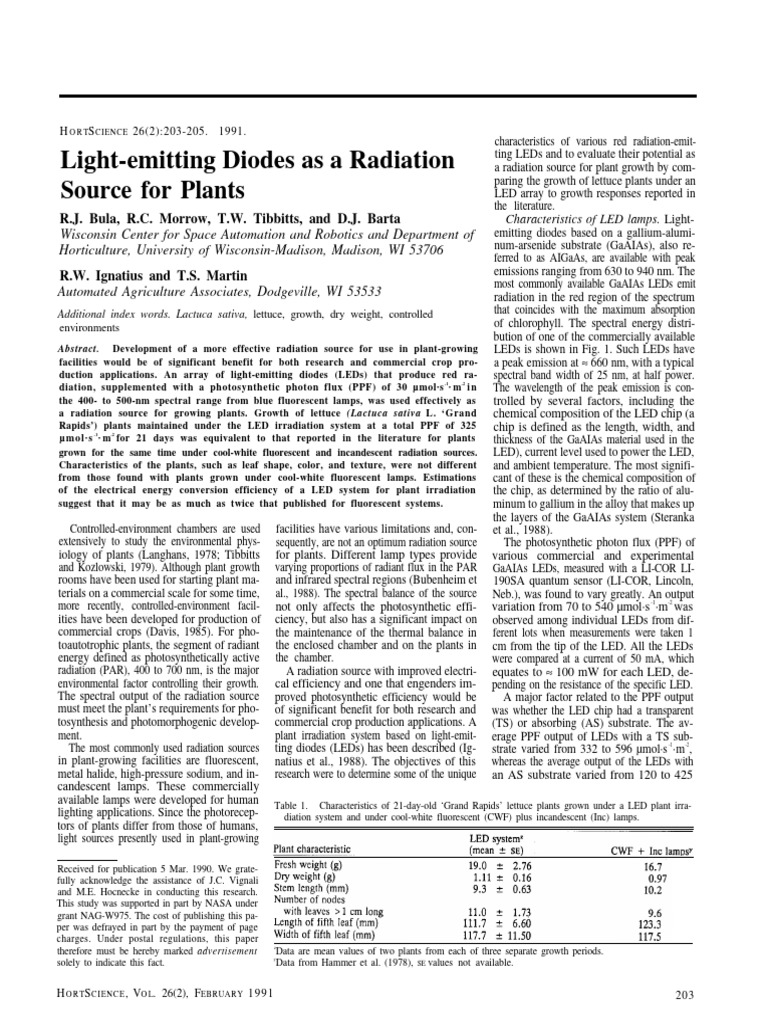 Light-Emitting Diodes As A Radiation Source For Plants | PDF | Light Emitting Diode ...