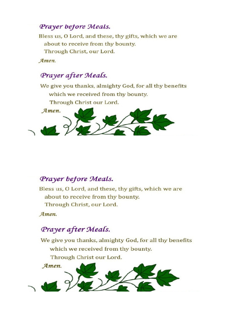 Prayer Before Meals | PDF
