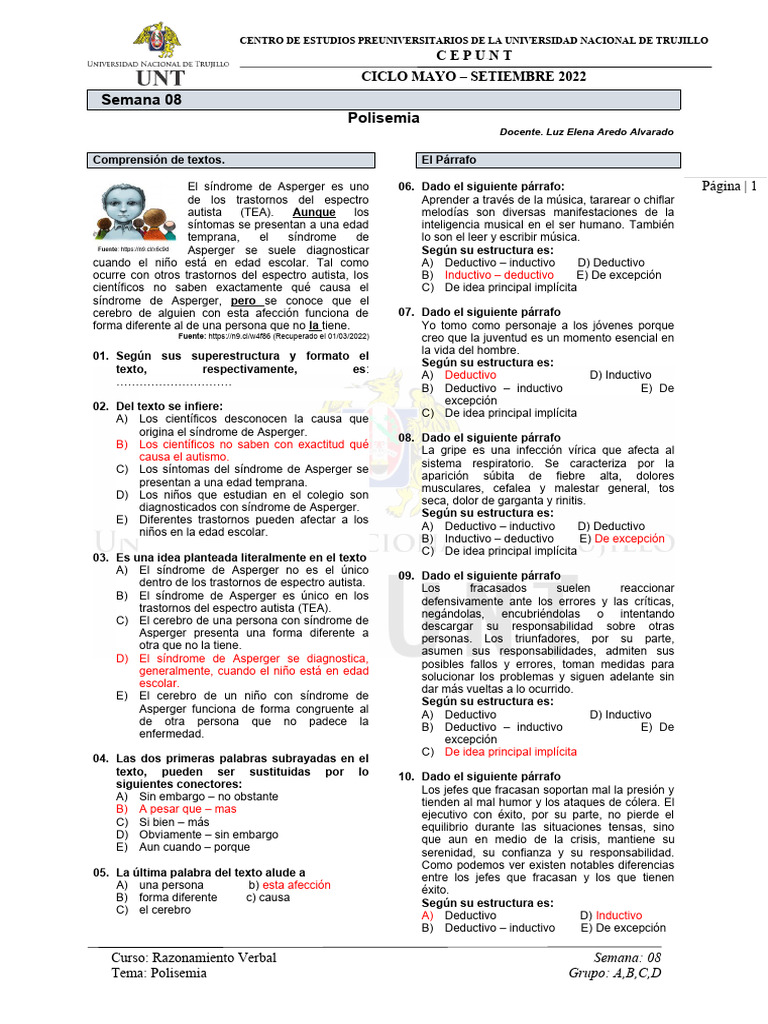 Claves Sesión 08. Polisemia - 2022 CCCC | PDF | Síndrome de Asperger | Espectro autista