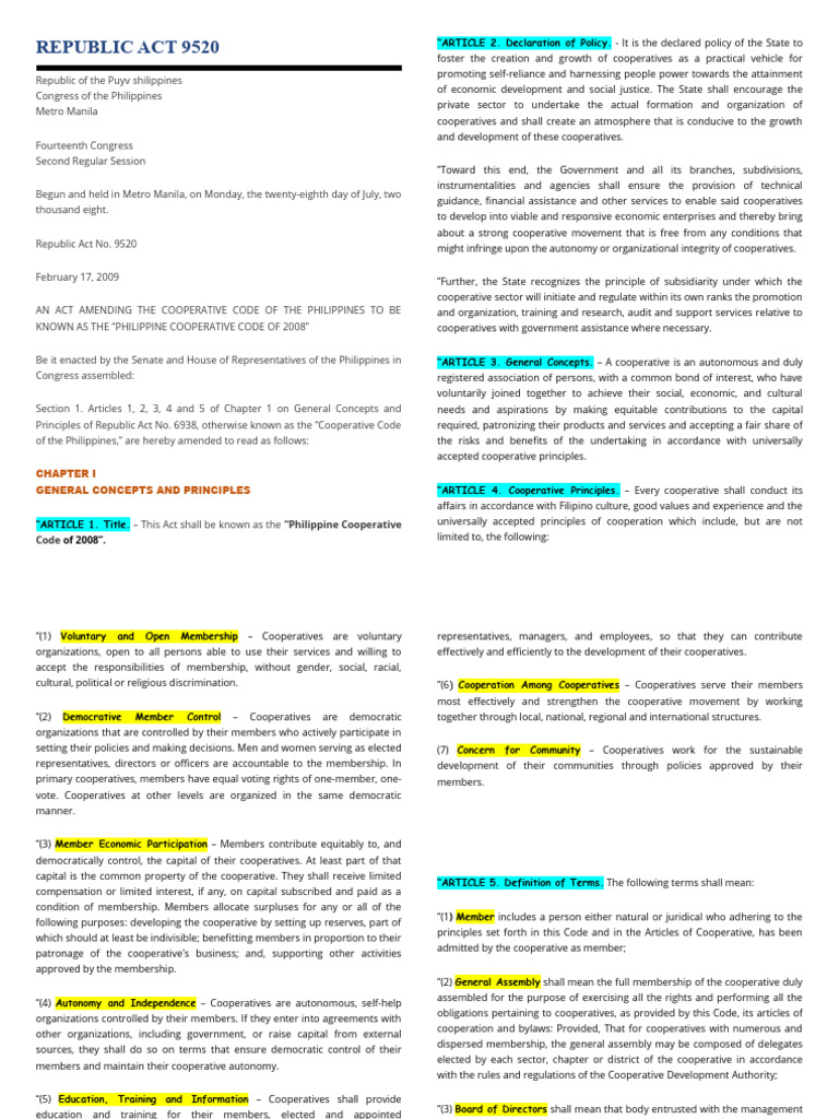 Republic Act 9520 | PDF | Cooperative | Economies
