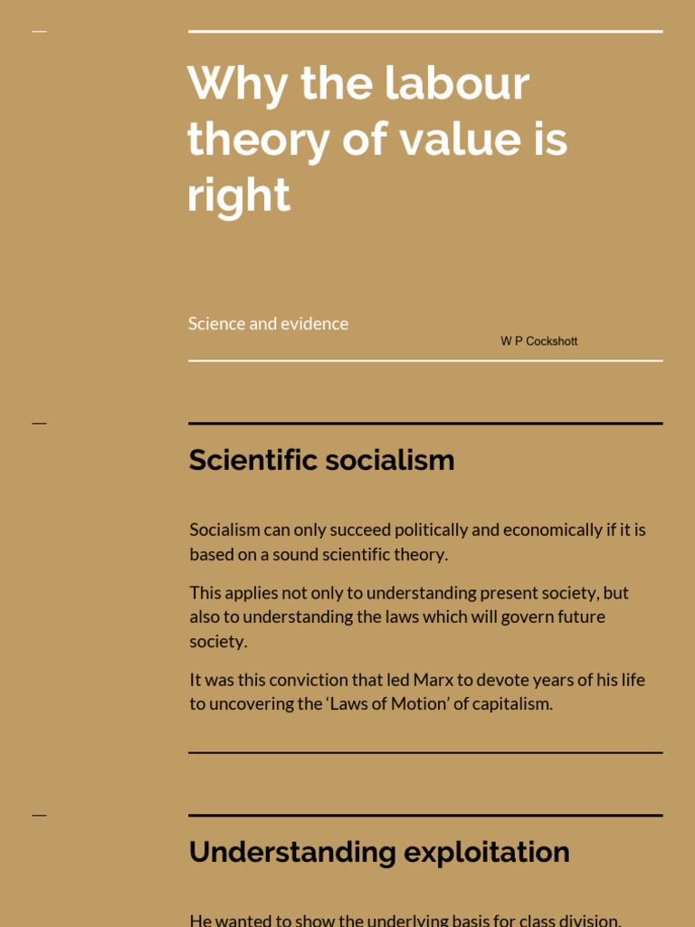 Why The Labour Theory of Value Is Right (Cockshott) | PDF | Value ...
