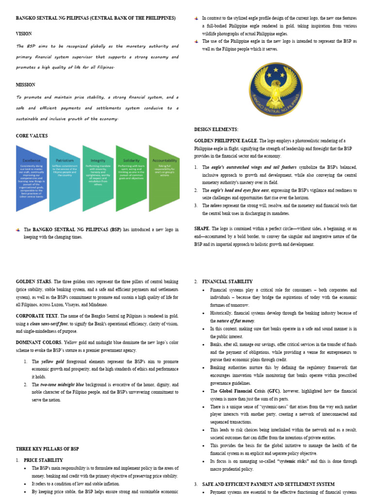 BSP's New Logo and Core Values | PDF | Monetary Policy | Banks