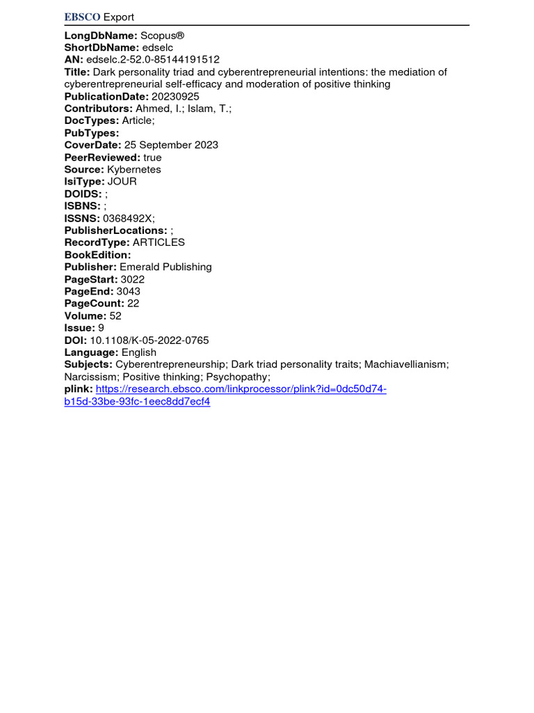 EBSCO Metadata 2024 05 02 | PDF | Career & Growth