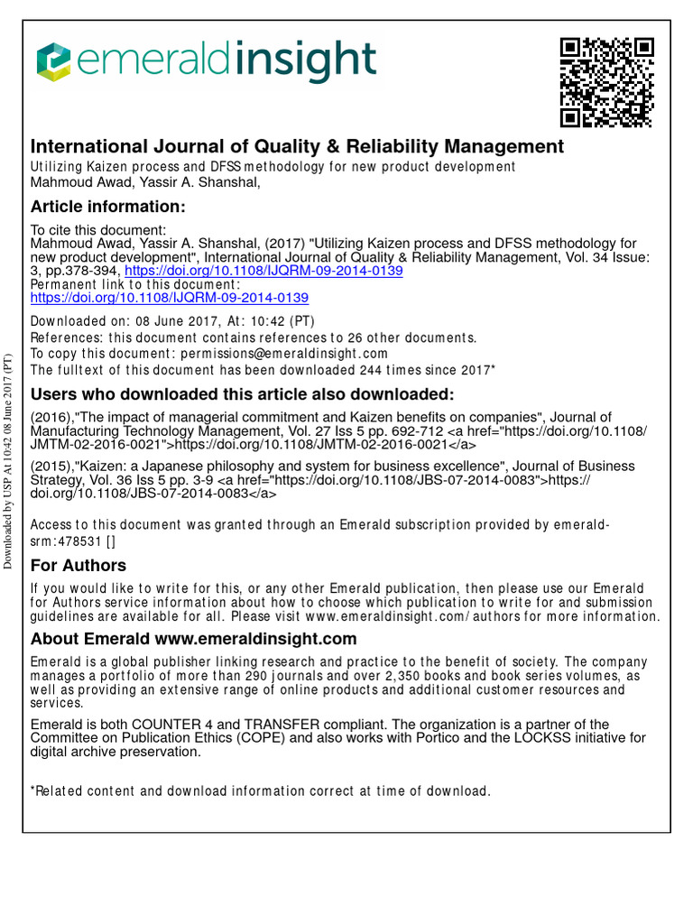 Alex - Utilizing Kaizen Process and DFSS Methodology For New Product ...