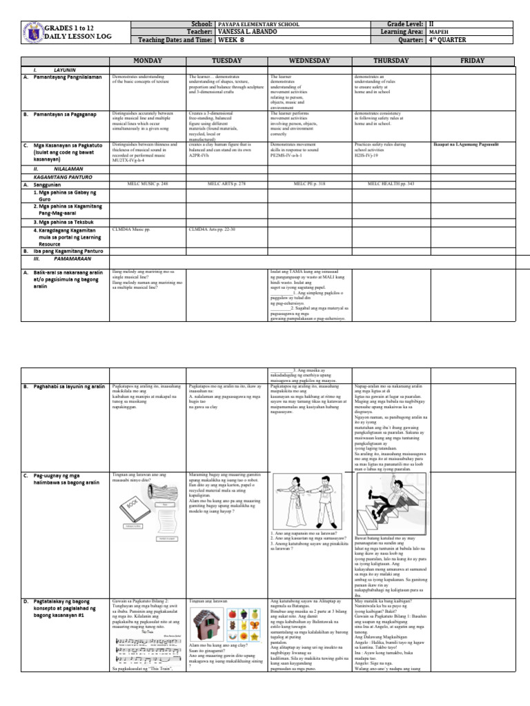 02mapeh-4TH Quarter Week 8 | PDF