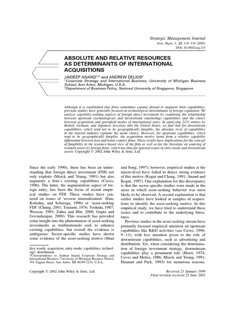 Absolute and Relative Resources As Determinants of International ...