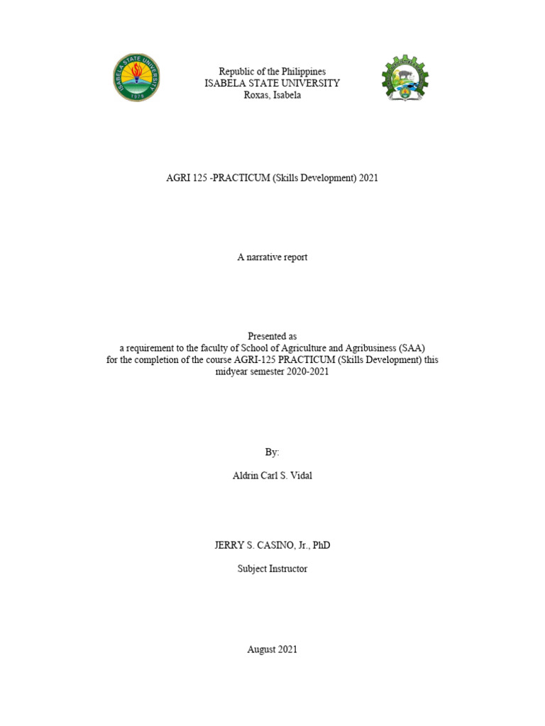 AGRI-125-Narrative-Report-Sample-Format | PDF | Vegetables | Onion