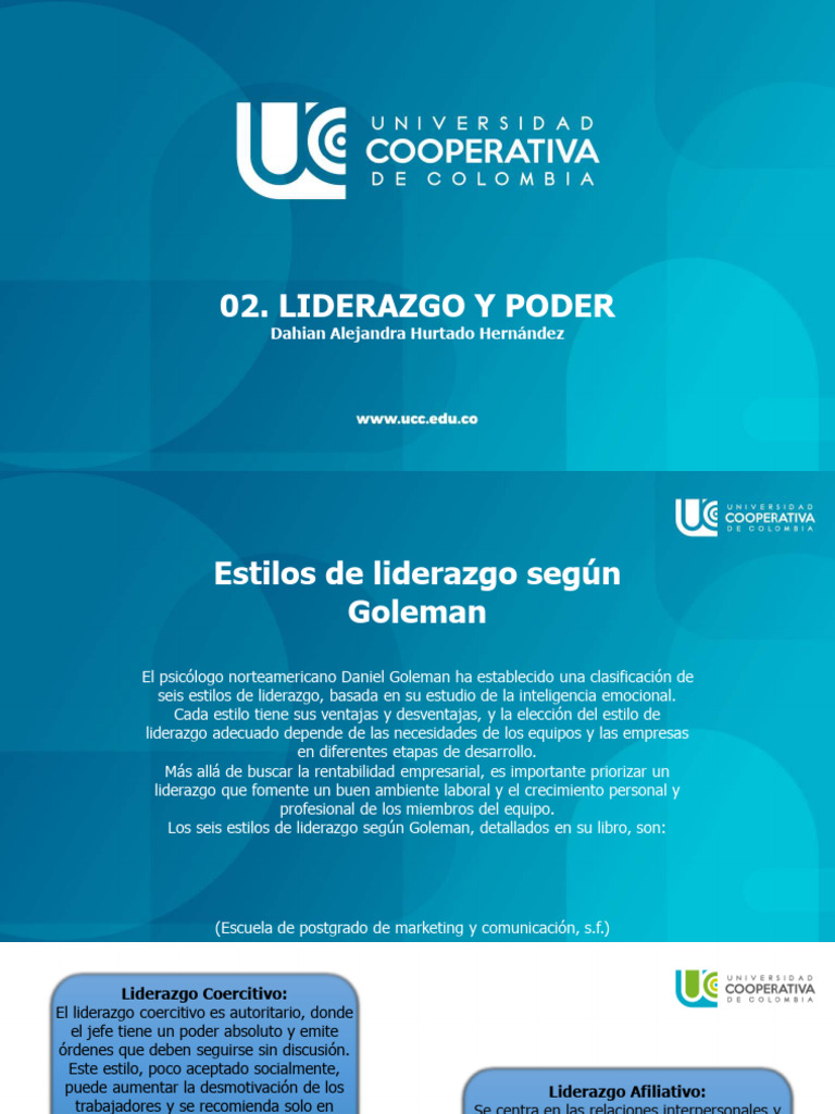 Estilos de Liderazgo y Poder según Goleman | PDF | Liderazgo | Psicología Social