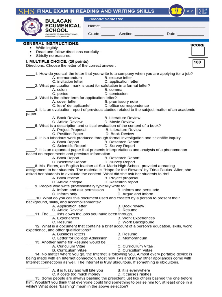 3RD Quarter - Midterm Exam | PDF | Résumé