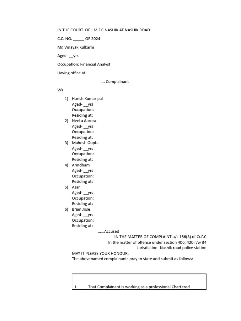 Harish Kumar Pal Complaint | PDF