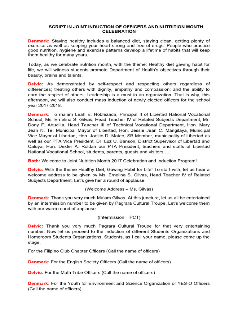 Speech Nutrition Month | PDF
