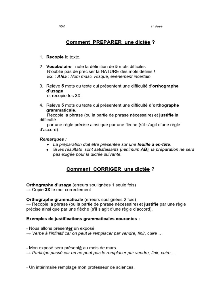 Préparation et correction de dictées | PDF | Nombre grammatical | Genre ...
