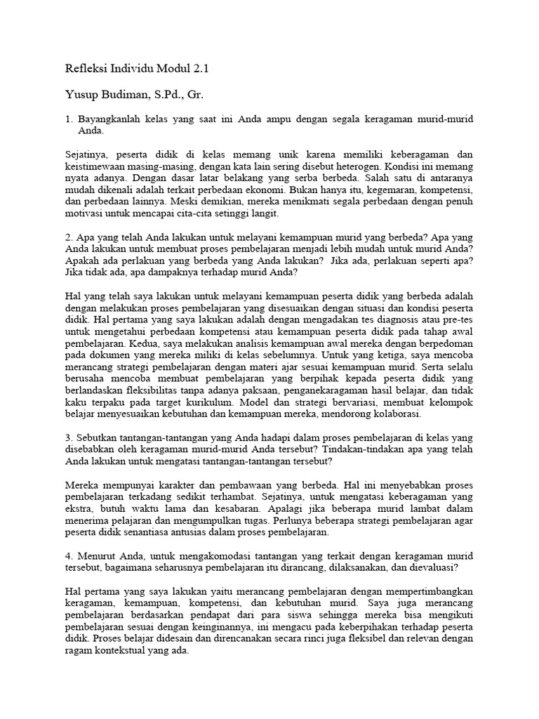 Membuat Refleksi Individu | PDF | Karier & Perkembangan