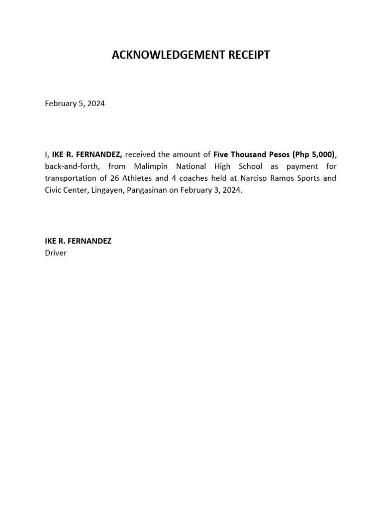 Acknowledgement Receipt | PDF