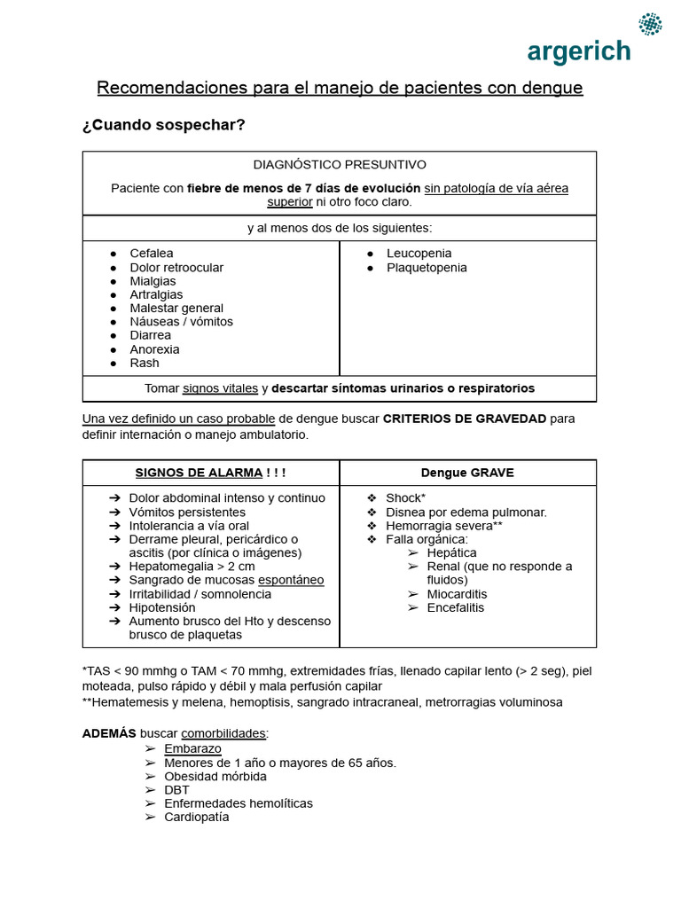 Recomendaciones para El Manejo de Pacientes Con Dengue | PDF ...