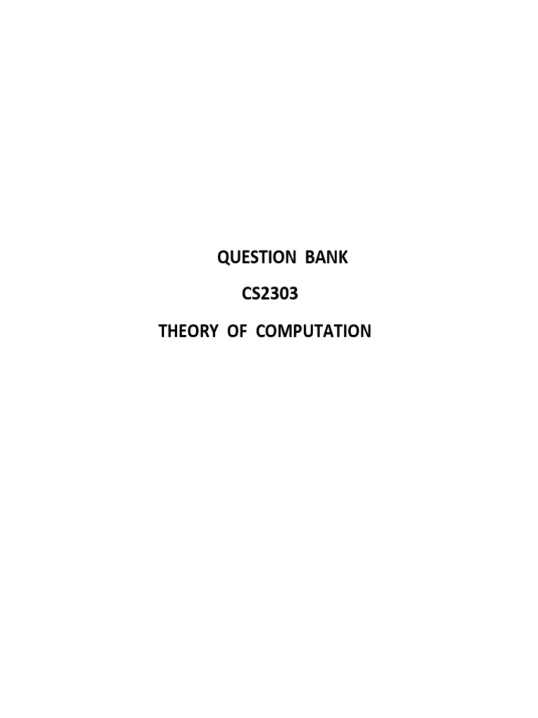Cs2303-Theory of Computation | PDF | Formalism (Deductive) | Theoretical Computer Science