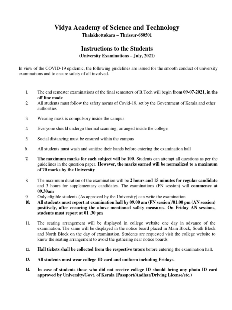 Guidelines To Students - University Exmainations 2021 | PDF | Identity ...