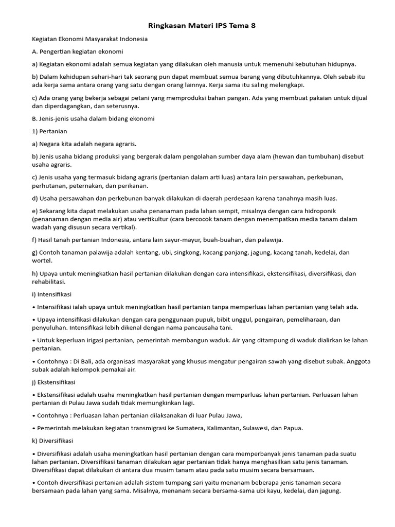 Ringkasan Materi IPS Kelas 5 Tema 8 | PDF