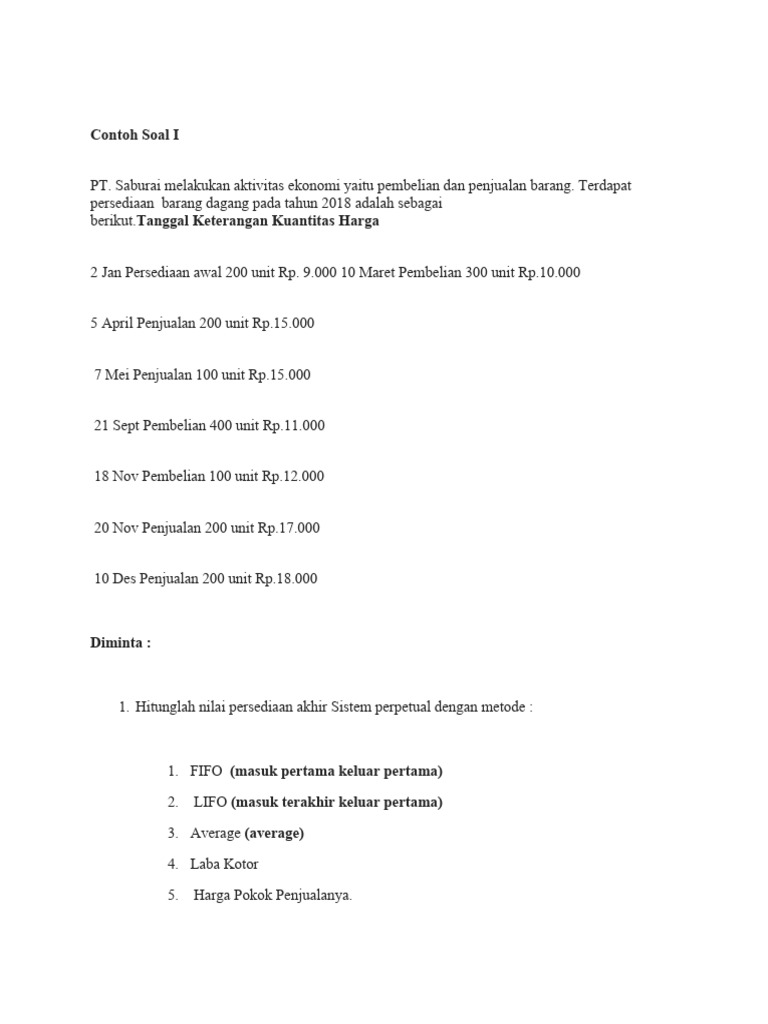 Contoh Soal Fifo | PDF