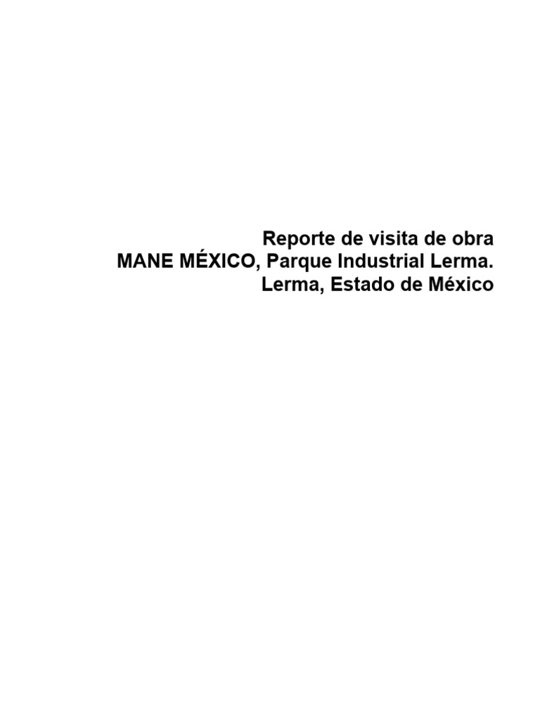 Reporte de Visita a Obra MANE MÉXICO | PDF