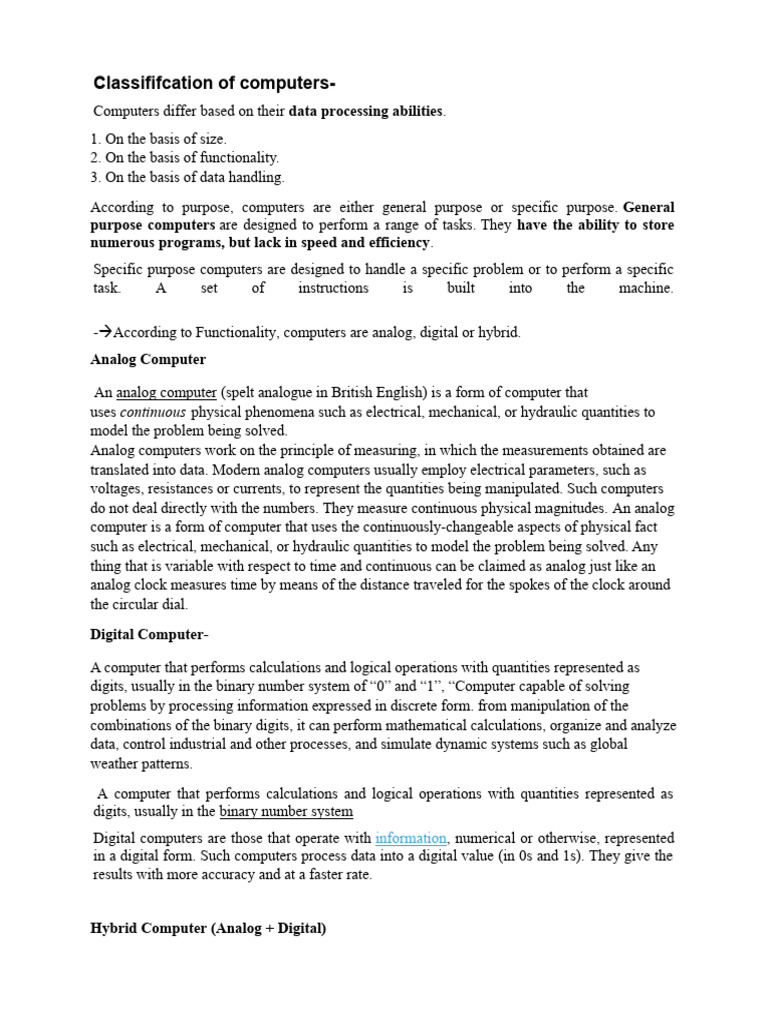 Classification of Computers | PDF | Supercomputer | Microcomputers