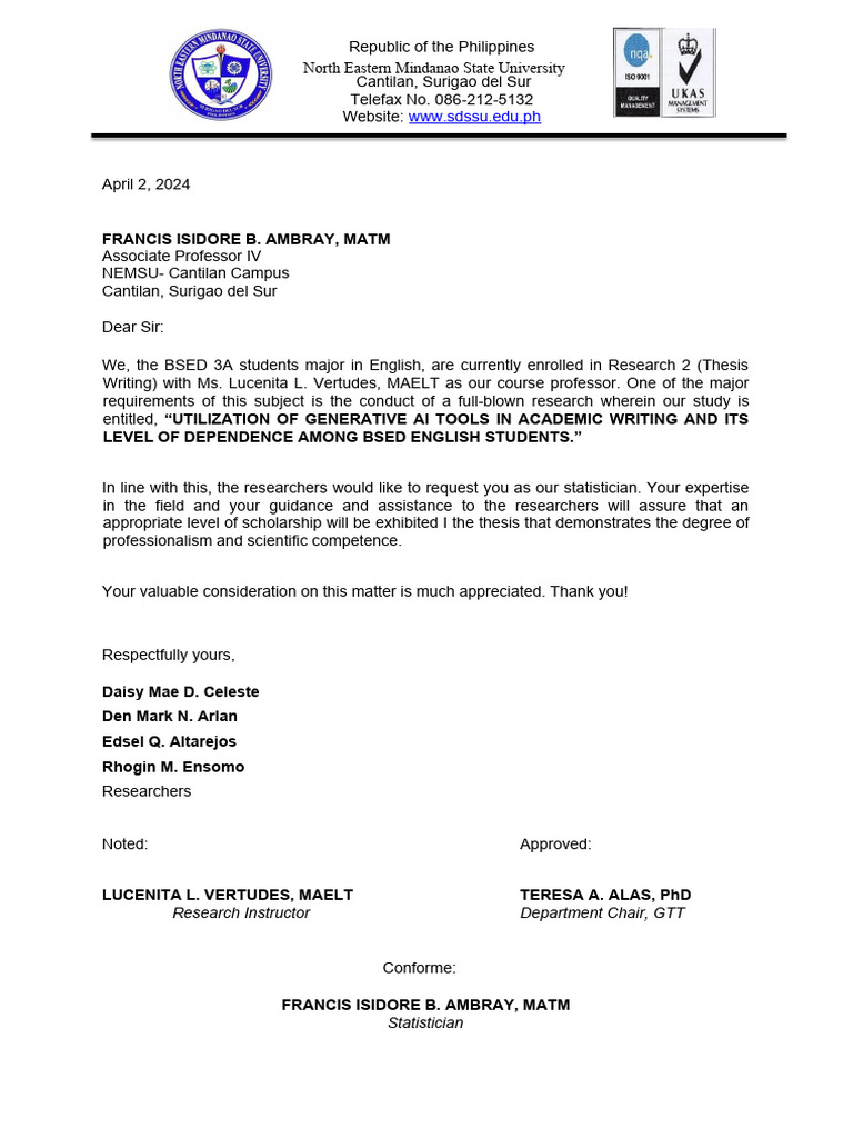 Thesis Letters | PDF | Thesis