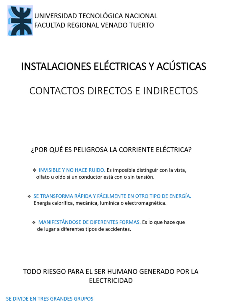 Contactos Directo e Indirecto | PDF | Electricidad | Ingenieria Eléctrica