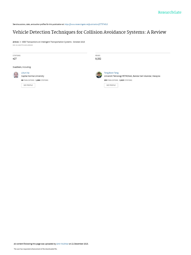 Vehicle Detection Techniques | Download Free PDF | Lidar | Computer Vision