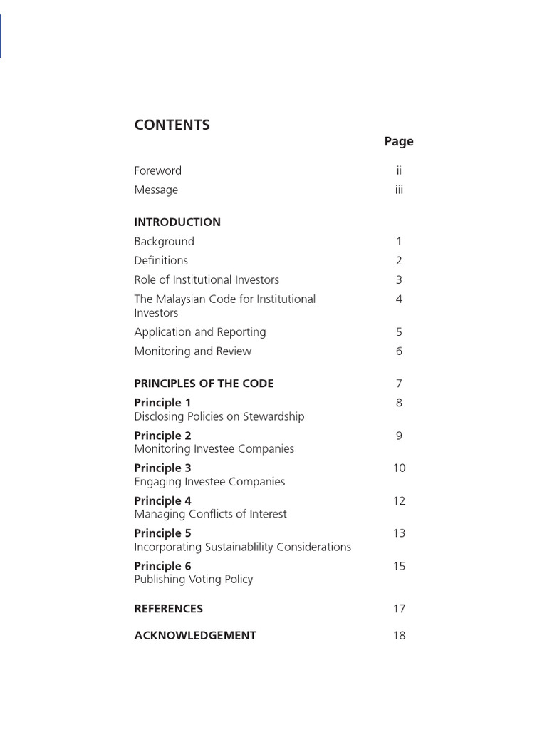 Malaysian Code For Institutional Investors (Code) | PDF | Governance ...