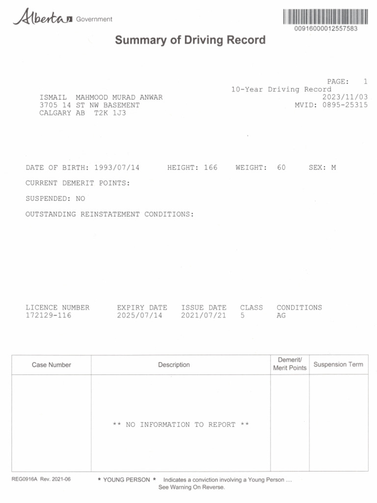 Driving Record | PDF