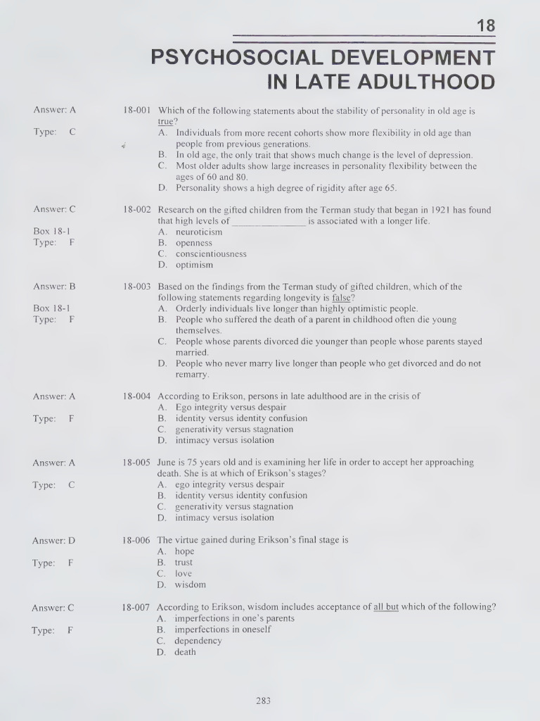 Late Adulthood Psychosocial Development | PDF | Social Psychology ...