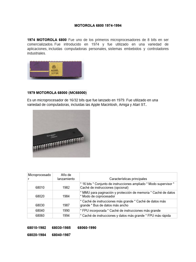 Evolución de los Procesadores Motorola | PDF | Equipo de oficina ...