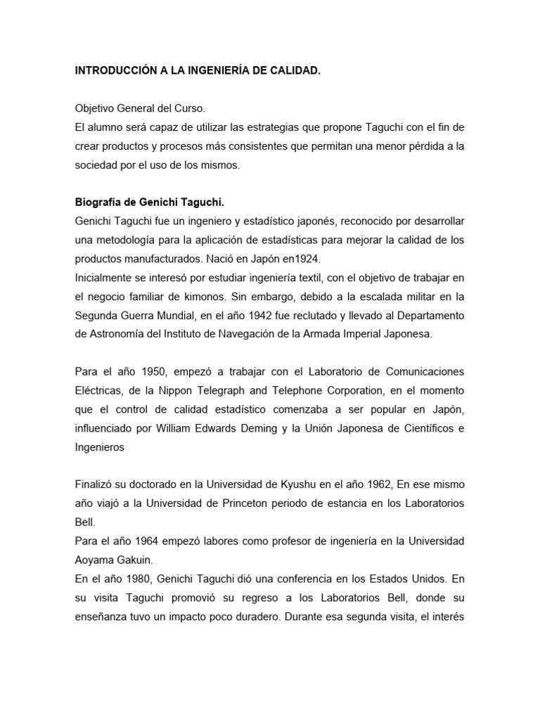 Introducción A La Ingeniería de Calidad | Descargar gratis PDF | Calidad (comercial)