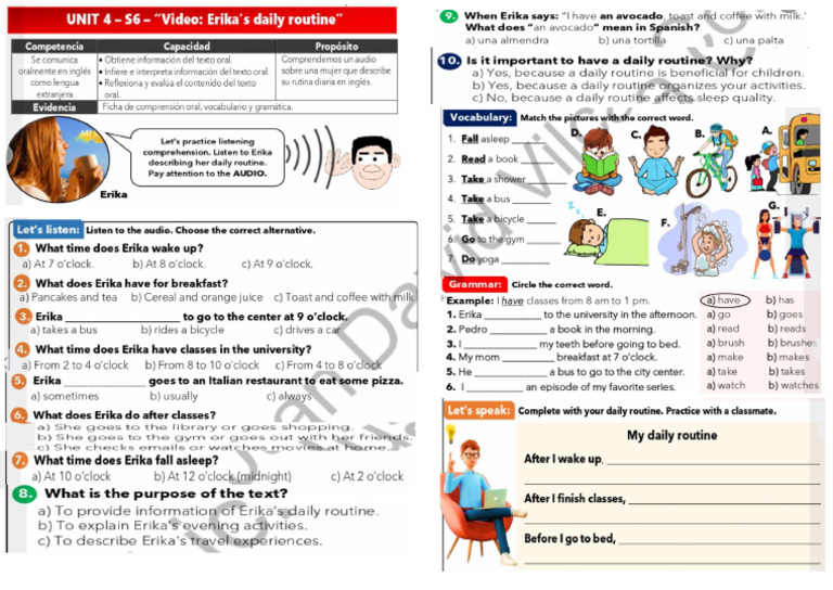 Erika's Daily Routine | PDF