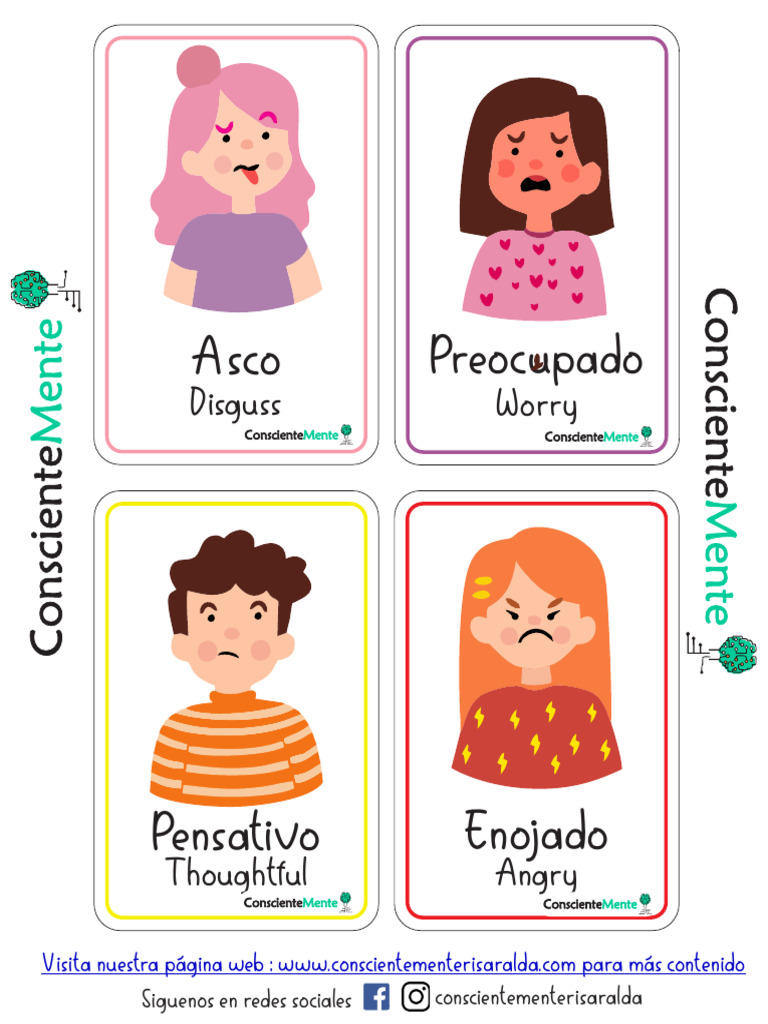 Flashcards de Emociones para Niños | PDF