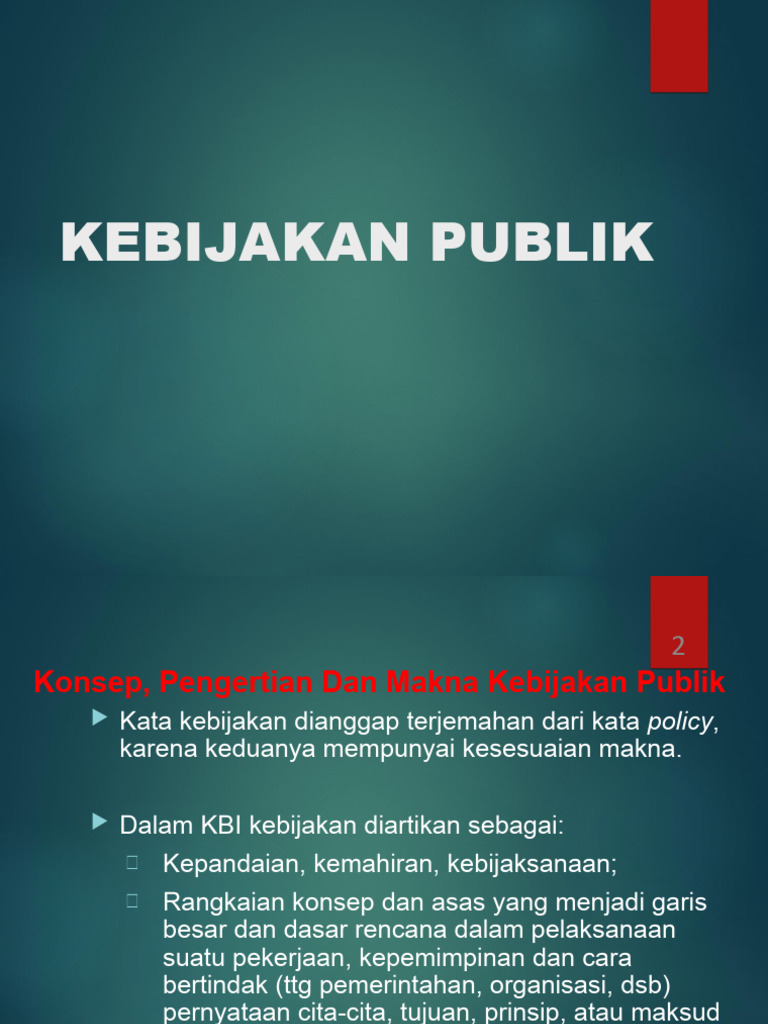 K1. Definisi, Konsep, Makna & Tipe Keb. Publik | PDF