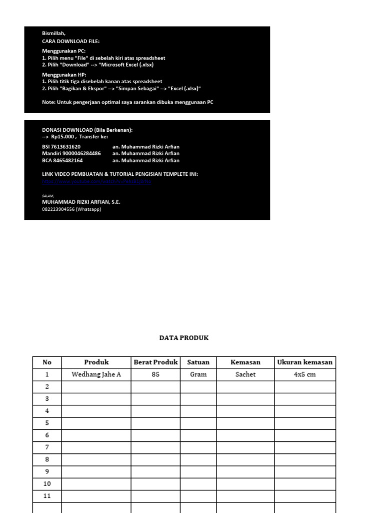 PRO (Food Manufacture) Format Perhitungan HPP(1) | PDF