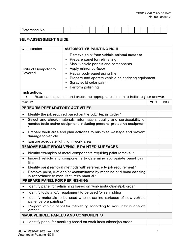 3 SAG_Automotive Painting NC II_Jan2024 | PDF | Paint | Secondary ...