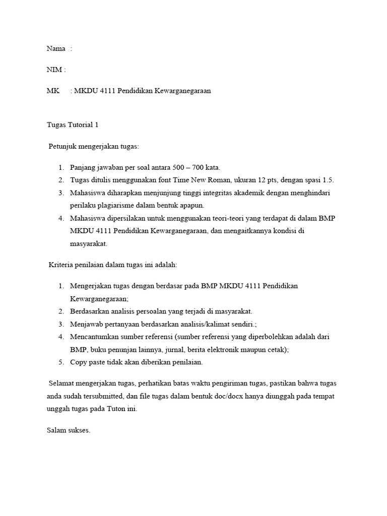 TT 1 Pgpaud PKN | PDF | Ilmu Sosial | Sains & Matematika