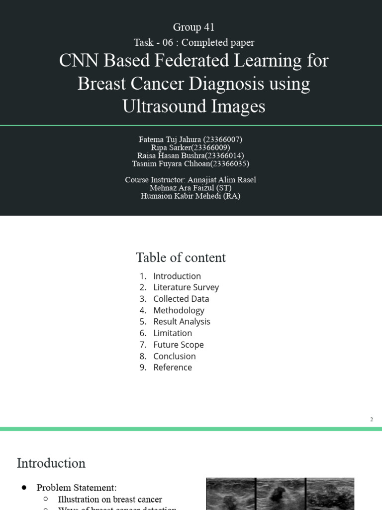 Task 06 - G41 - CNN Based Federated Learning For Breast Cancer ...