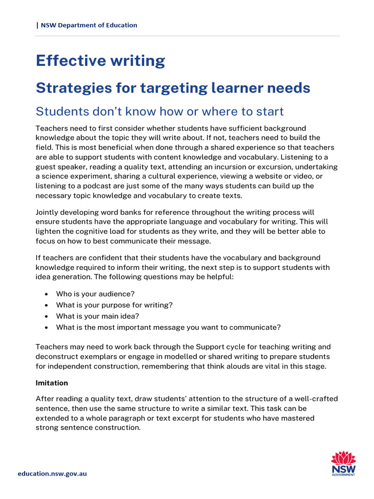 Effective Writing Strategies For Targeting Learner Needs | PDF ...